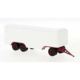 Brekina - 1950s 3-Axle Van Trailer - Assembled - White, Red - 175-55309