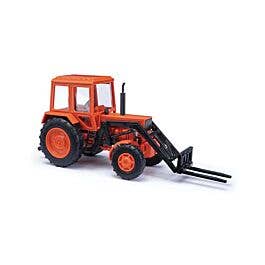 Busch - 1983 Belarus MTS 80 Farm Tractor w/Fork Attachment - Assembled - Orange, Black - 189-51308