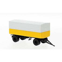 Brekina - 2-Axle Low-Side Trailer with Cover - Assembled - Yellow ...