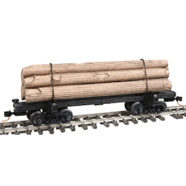 MicroTrain - 30' Log Car w/Log Load, Scale Chain Wrappers & Arch Bar ...