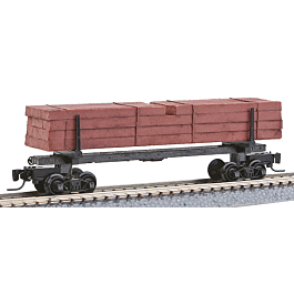 MicroTrain - 40' Modern Log Car w/Uprights, w/Redwood Timber Load ...
