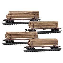 MicroTrain - 40' Skeleton Log Car w/Log Load 4-Pack - Ready to Run ...