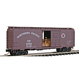 MicroTrain - 40' Standard Boxcar w/Sliding Door w/Man On Hay Bale Load ...