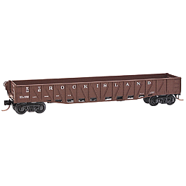 MicroTrain - 50' Composite Gondola w/Fishbelly Sides & Drop Ends - Rock Island #1197 (Boxcar Red ...