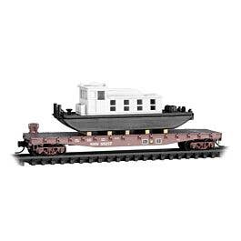 MicroTrain - 50' Fishbelly-Side Flatcar w/Tug Boat Load Kit - Ready to Run - Cotton Belt SSW ...
