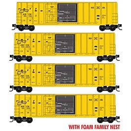 MicroTrain - 50' Rib-Side Plug & Sliding Door Boxcar 4-Pack - Ready to ...