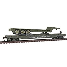 Model Pwr - 51' Flatcar w/LowBoy Transporter - United States Army - 490 ...