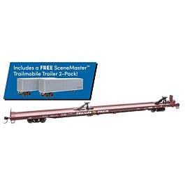 Walthers - 89' Channel Side Flatcar w/2 Trailmobile Trailers - Ready to Run - Trailer-Train TTX ...