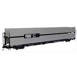 Walthers - 89' Flatcar w/Bi-Level Shielded Auto Rack - Ready to Run - Norfolk & Western Rack ...