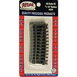 Atlas - Code 83 Curved Snap Track - 1/3 Section - 18" Radius pkg(4 ...