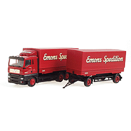 Herpa - European Trucks - Box Van & Matching 2-Axle Trailer - MAN TG-A ...
