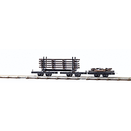 Busch - Feldbahn 3 Log Bunk Cars - Ready to Run (Runs on Z Scale Track ...