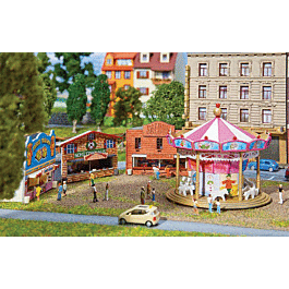 Faller - Fun Fair Set w/Motorized Carousel & Game Booths - Kit - 272-242301