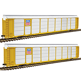 Walthers - Gold Line(R) 89' Tri-Level Enclosed Auto Carrier; Limited-Run 2-Pack - RTR - Union ...