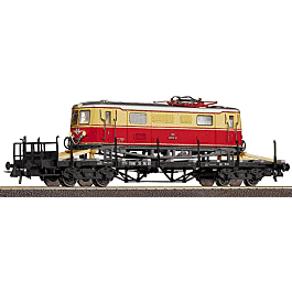 Roco - Heavy Duty Flatcar Era III - OBB w/Electric Locomotive Load OBB ...