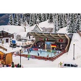 Faller - Ice Rink with Grandstand & Motorized Figures - Kit - 8-13/16 x ...