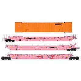 Intermount - Maxi IV Stack 3-Car Set w/6 53' Containers- Ready to Run - TTX DTTX #732301 (Breast ...