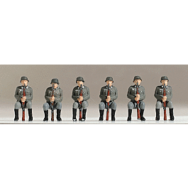 Preiser - Military - Former German Army WWII - Painted Figure Sets - Seated Panzergrenadiers w ...