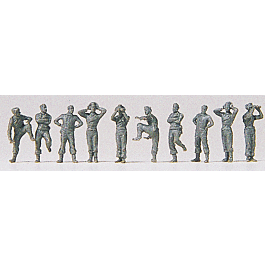 Preiser - Military - Former German Army WWII - Unpainted Figure Sets - Tank Crew pkg(10) - 590-77104