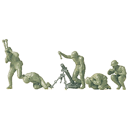 Preiser - Military - Former German Army WWII - Unpainted Figures - Mortar Crew - 590-16540