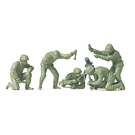 Preiser - Military - Former German Army WWII - Unpainted Figures - Fighting Mortar Crew - 590-16541