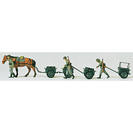 Preiser - Military - Former German Army WWII - Unpainted Figures - Horse- & Hand-Drawn Infantry ...