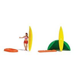 Busch - On the Beach Complete Miniature Scene - Female Surfer, 2 ...