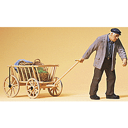 Preiser - Pedestrians - Man Pulling Hand Cart - 590-45109