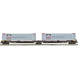 MTH - Premier 2-Unit Spine Car Set w/48' Containers - 3-Rail - Ready to ...
