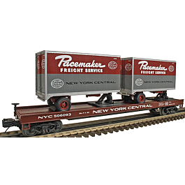 MTH - Premier Flatcar w/(2) 20' Trailers - New York Central w/Pacemaker ...