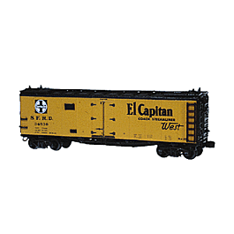 Intermount - Reefer Car ATSF - "El Capitan" RR-32 (yellow w/black roof ...