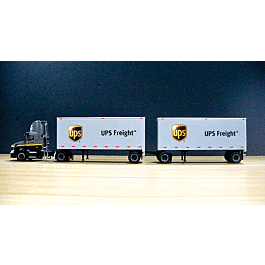 TnS - Semi Truck UPS Volvo Day Cab w/Drop-Deck Double Van Trailers ...