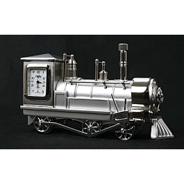 Train Enthusiast Vendors - Silver Steam Engine Clock - 90-CK367