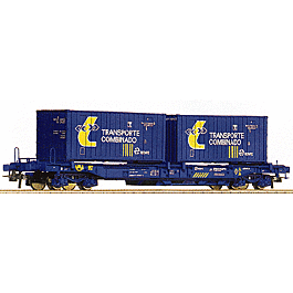 Roco - Standard Well Flatcar Era V - RNFE w/2 20' Containers ...