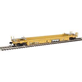 Walthers - Thrall Rebuilt 40' Well Car - Ready to Run - TTX DTTX #747387 (yellow, black, black ...