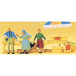 Preiser - Vendors - Flower Stand w/Customers - 590-10056