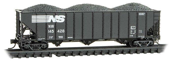 MicroTrain - 100-Ton 3-Bay Ribside Open Hopper w/Coal Load - Ready to Run - Norfolk Southern NW ...