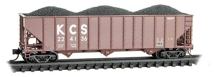 MicroTrain - 100-Ton 3-Bay Ribside Open Hopper w/Coal Load - Ready to Run - Kansas City Southern ...