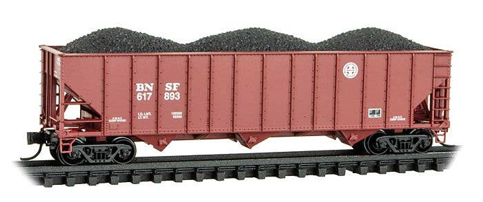 MicroTrain - 100-Ton 3-Bay Ribside Open Hopper w/Coal Load - Ready to Run - Burlington Northern ...