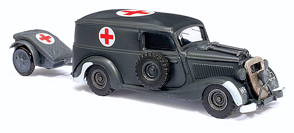 Busch - 1936 Mercedes-Benz 170V Van w/Trailer - Assembled - German Army ...