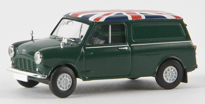 Brekina - 1960s Austin Mini Cargo Van - Assembled - Green w/Union Jack ...