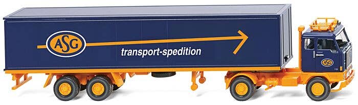 Wiking - 1965 Volvo F88 Tractor w/Van Trailer - Assembled - ASG (blue ...