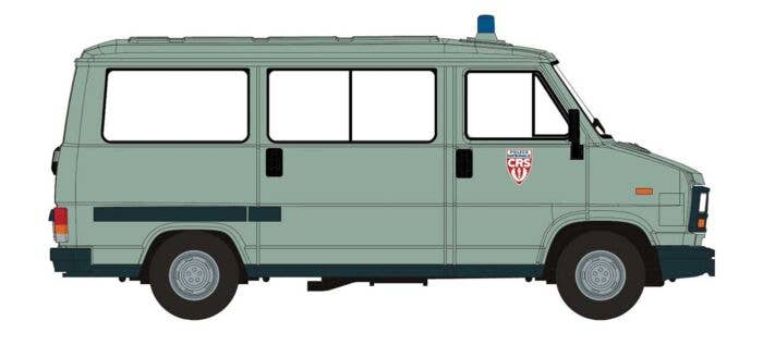 Brekina - 1982 Peugeot J5 Passenger Van - Assembled - CRS Police (blue, white, French Lettering ...