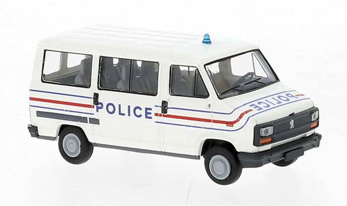 Brekina - 1982 Peugeot J5 Passenger Van - Assembled - Police (white, red, blue) - 175-34914