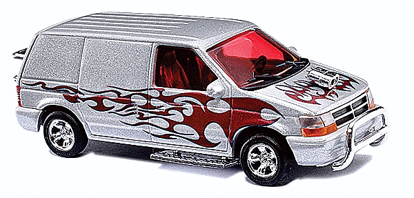 Busch - 1984 Dodge Ram Minivan - Assembled - Crazy Car (silver, red ...