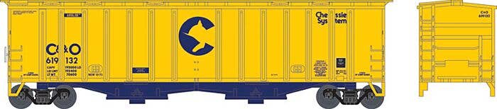 Bowser - 2-Bay Airslide Covered Hopper - Ready to Run - Chessie System ...