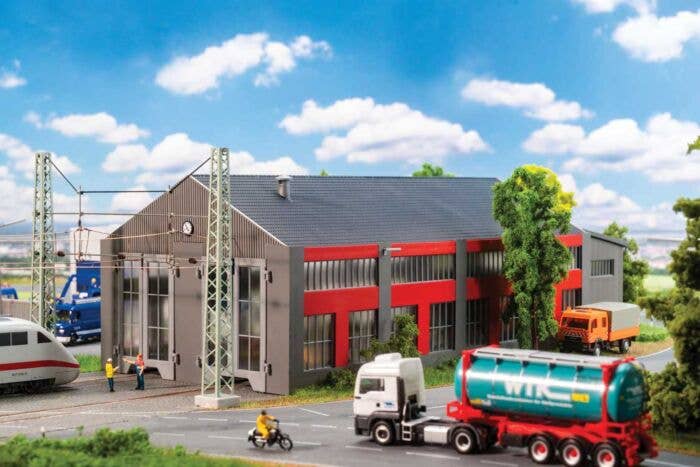 Faller - 2-Stall Electric Locomotive Shed - Kit - 15-7/8 x 7-11/16 x 5 ...