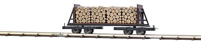 Busch - 2-Truck Log Car w/Load - Feldbahn - Black - 189-12247