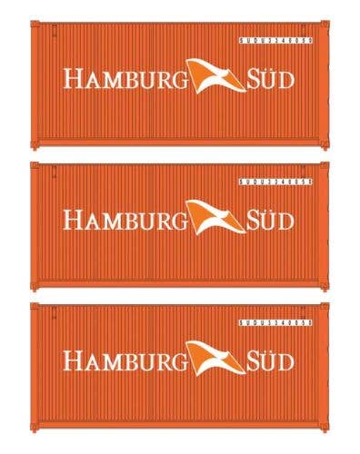 Walthers - 20' Fully Corrugated Container - 3-Pack - Hamburg Sud - 949 ...