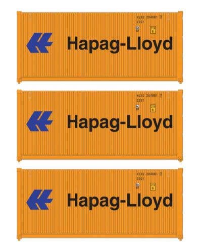 Walthers - 20' Fully Corrugated Container - 3-Pack - Hapag-Lloyd - 949 ...